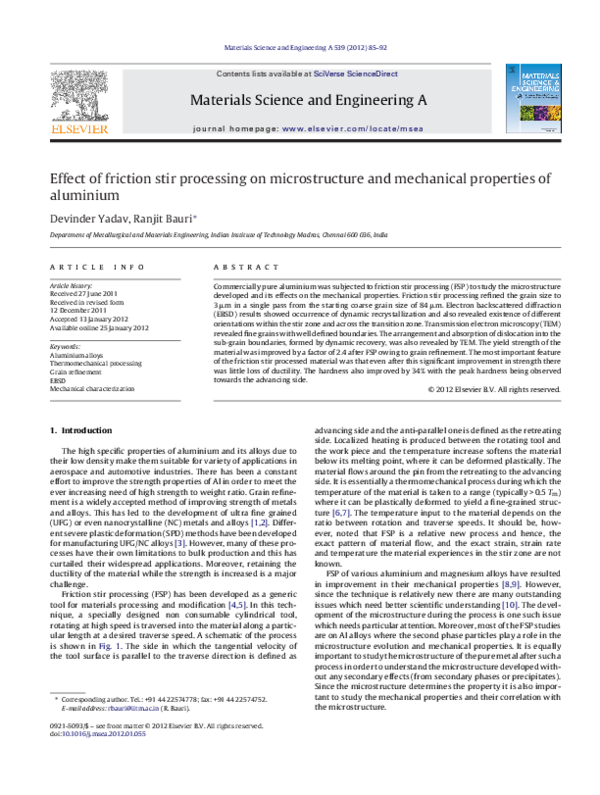 Pdf Effect Of Friction Stir Processing On The Microstructure Of Cast