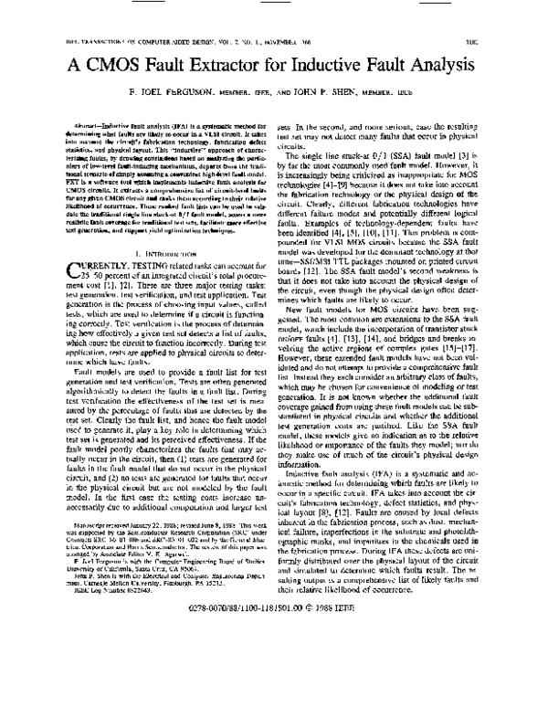 (PDF) A CMOS fault extractor for inductive fault analysis