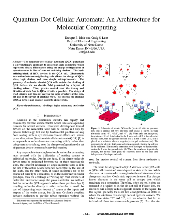 (PDF) An architecture for molecular computing using quantum-dot ...