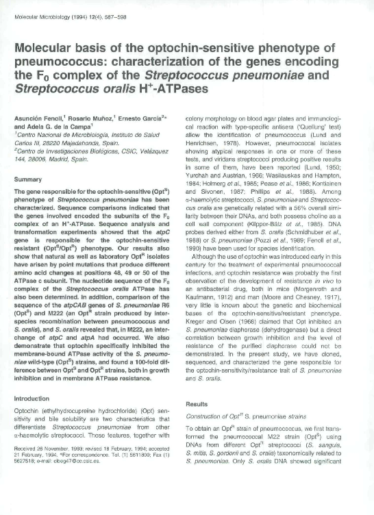 (PDF) Molecular basis of the optochin-sensitive phenotype of ...