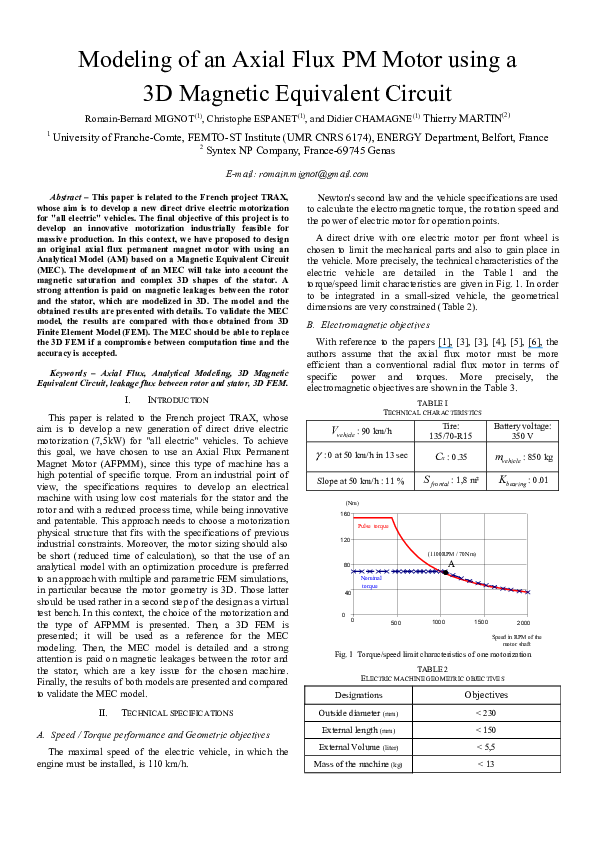 Pdf Modeling Of An Axial Flux Pm Motor Using A 3d Magnetic Equivalent Circuit