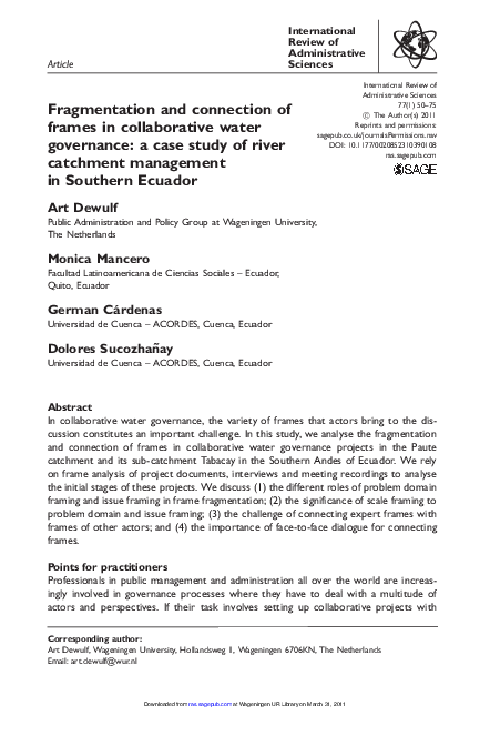 (PDF) Fragmentation and connection of frames in collaborative water ...
