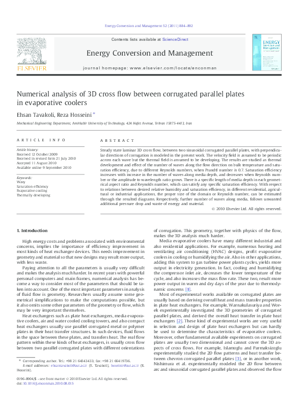 (PDF) Numerical analysis of 3D cross flow between corrugated parallel ...