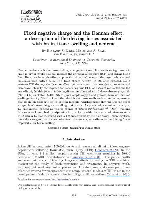 (PDF) Fixed negative charge and the Donnan effect: a description of the ...