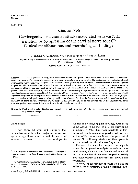 (PDF) Cervicogenic, hemicranial attacks associated with vascular ...