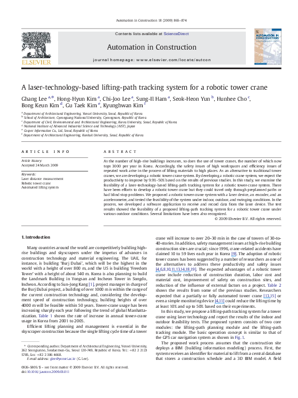 (PDF) A laser-technology-based lifting-path tracking system for a ...