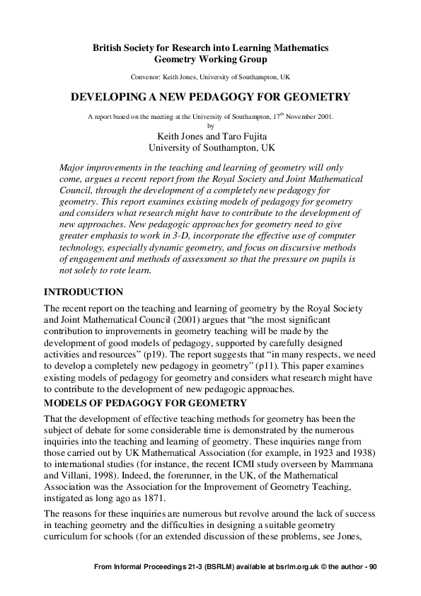 (PDF) British Society for Research into Learning Mathematics Geometry ...