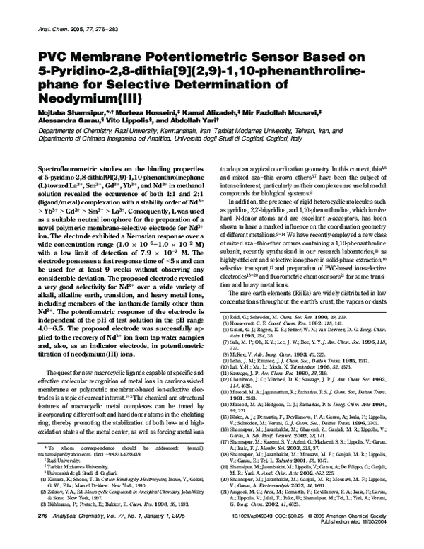 (PDF) PVC Membrane Potentiometric Sensor Based on 5-Pyridino-2,8-dithia[9](2,9)-1,10 ...