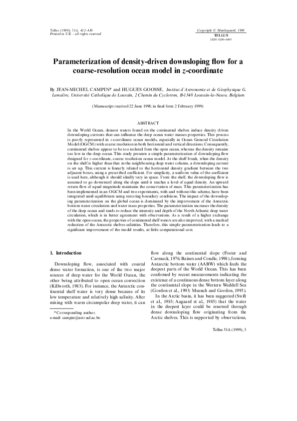 (PDF) Parameterization of density-driven downsloping flow for a coarse ...