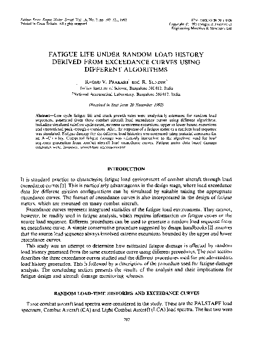 (PDF) Fatigue Life Under Random Load History Derived from Exceedance ...