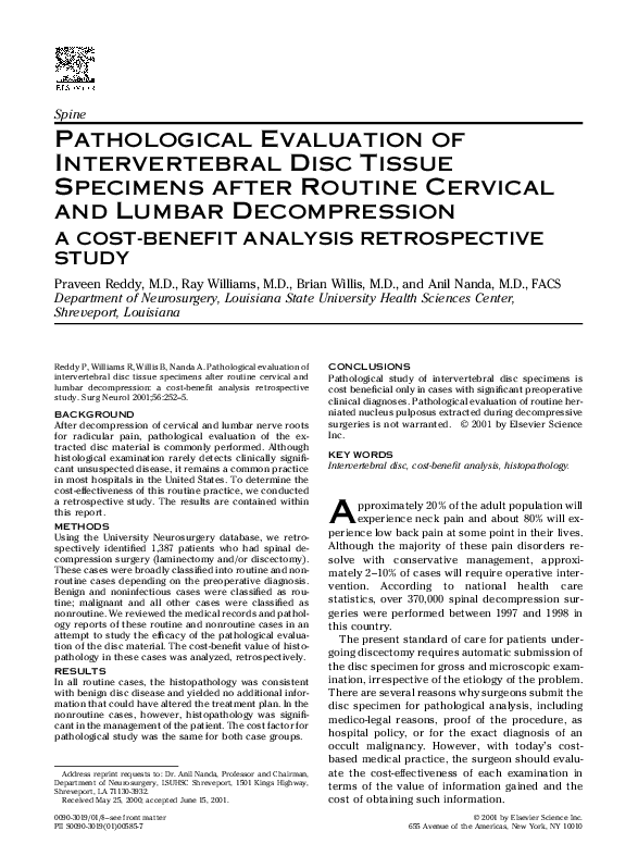 (PDF) Pathological evaluation of intervertebral disc tissue specimens ...