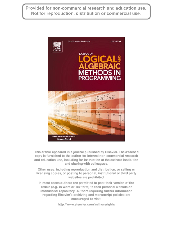 (PDF) Journal of Logical and Algebraic Methods in Programming Algebraic properties of stochastic ...