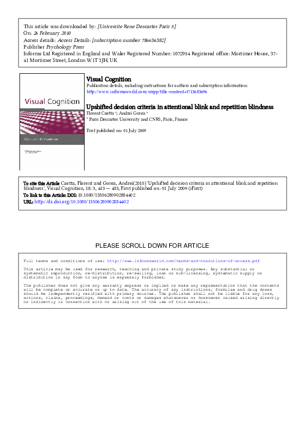 (PDF) Upshifted decision criteria in attentional blink and repetition ...