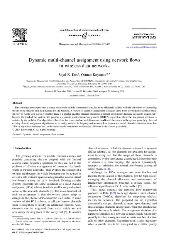 (PDF) Dynamic multi-channel assignment using network flows in wireless data networks