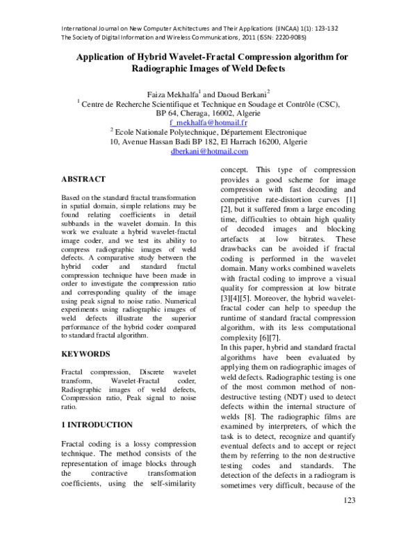 Pdf Application Of Hybrid Wavelet Fractal Compression Algorithm For