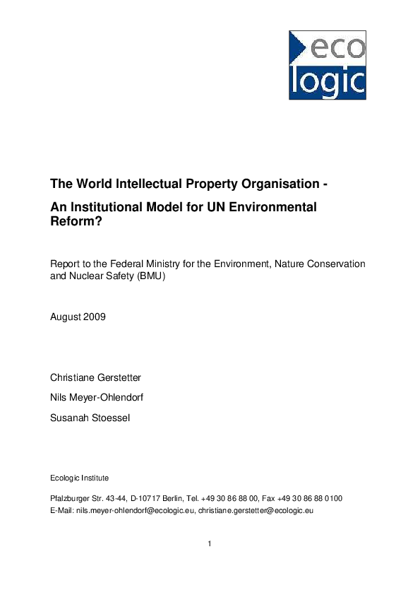 (PDF) The World Intellectual Property Organisation - An Institutional ...