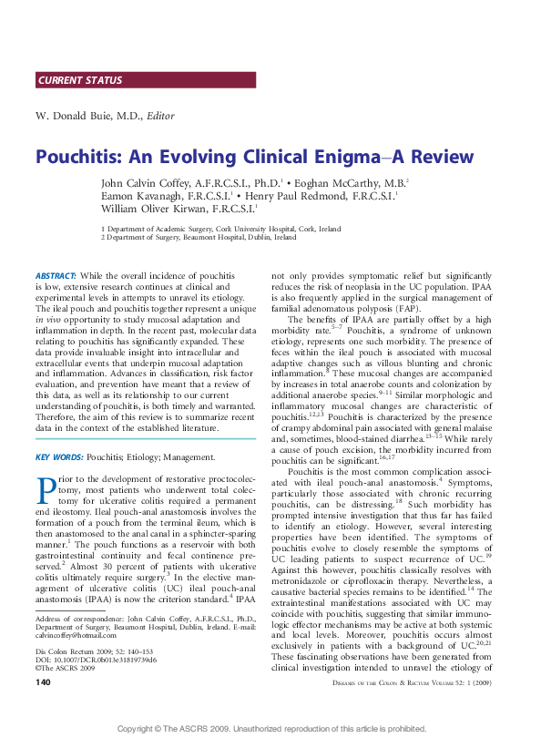 (PDF) Pouchitis: an evolving clinical enigma--a review