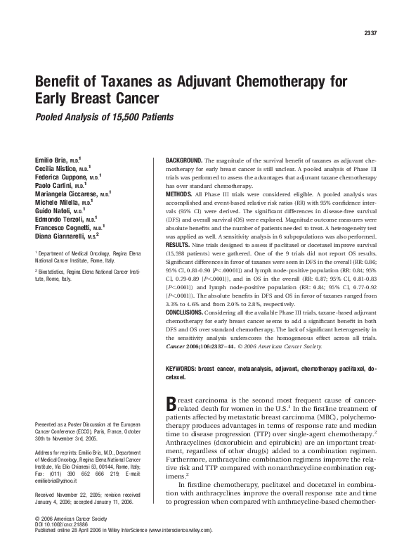 (PDF) Adjuvant Taxanes in Breast Cancer: A Critical Re-appraisal ...