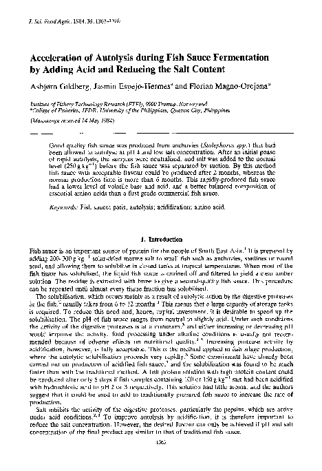 (PDF) Acceleration of autolysis during fish sauce fermentation by ...