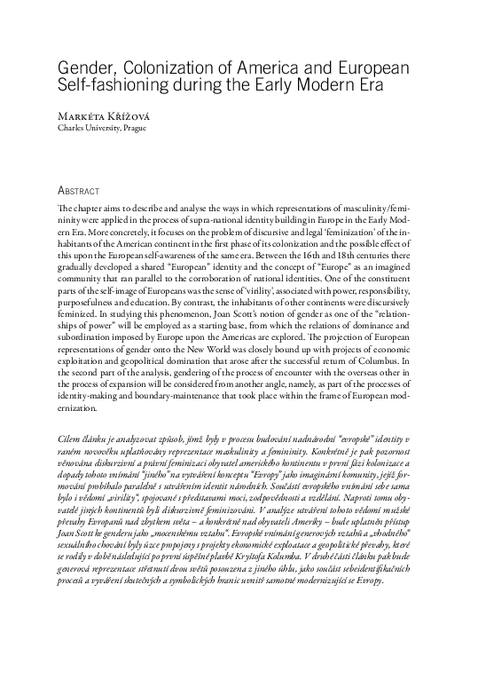 (PDF) Gender, Colonization of America and European Self-fashioning ...