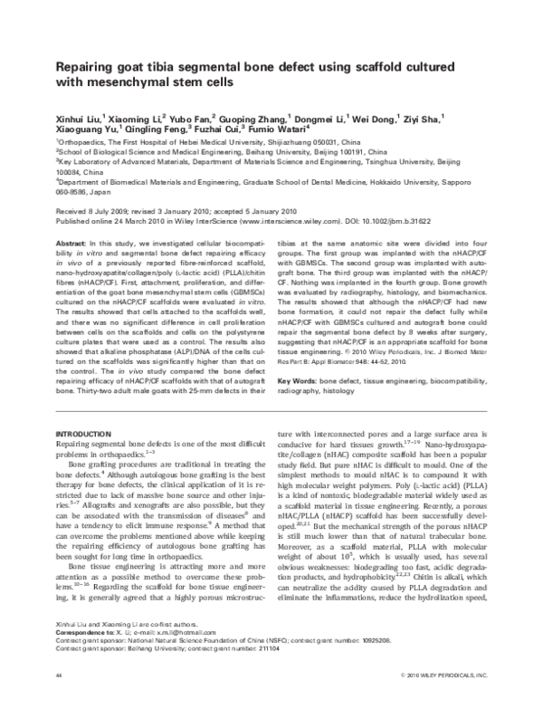 (PDF) Repairing goat tibia segmental bone defect using scaffold ...