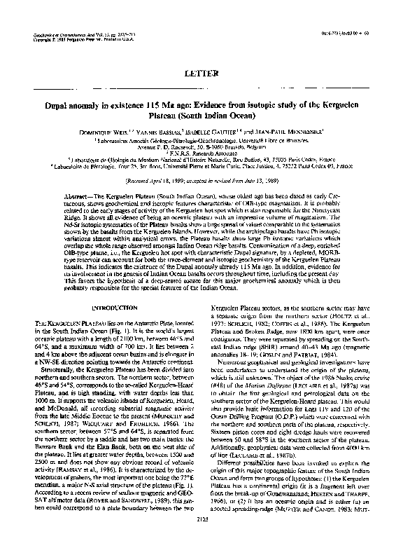 (PDF) Dupal anomaly in existence 115 Ma ago: Evidence from isotopic ...