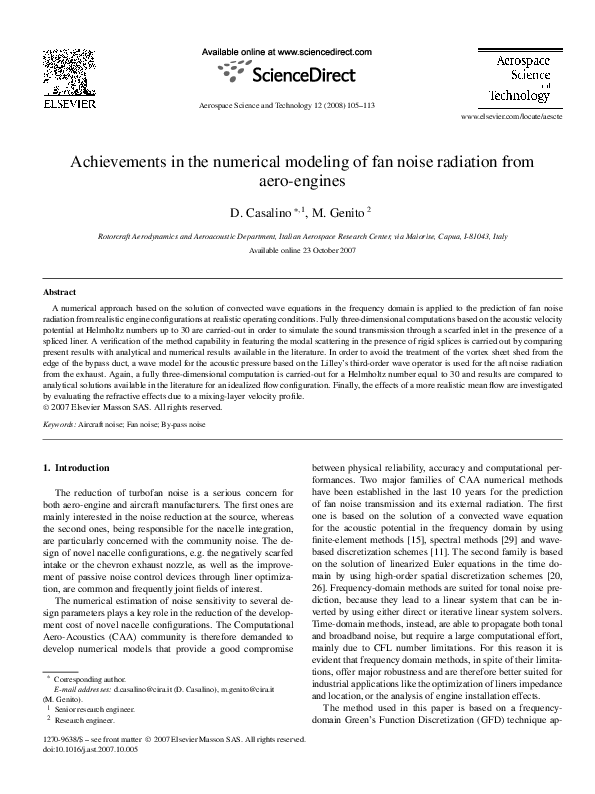 (PDF) Achievements in the numerical modeling of fan noise radiation ...