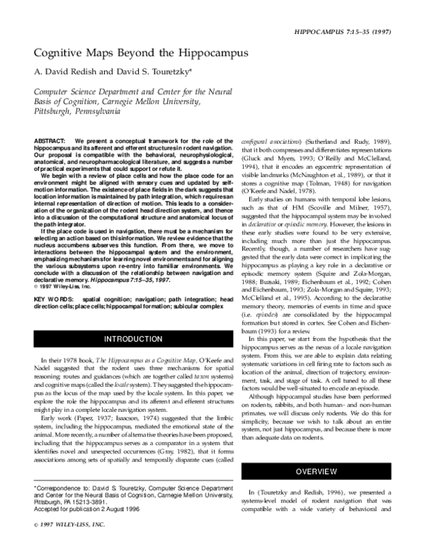 (PDF) Cognitive maps beyond the hippocampus