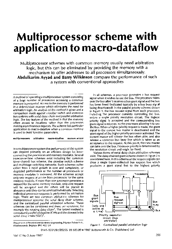 Pdf Multiprocessor Scheme With Application To Macro Dataflow
