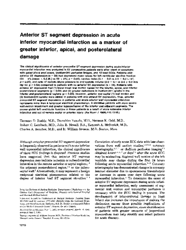 (PDF) Anterior ST segment depression in acute inferior myocardial ...