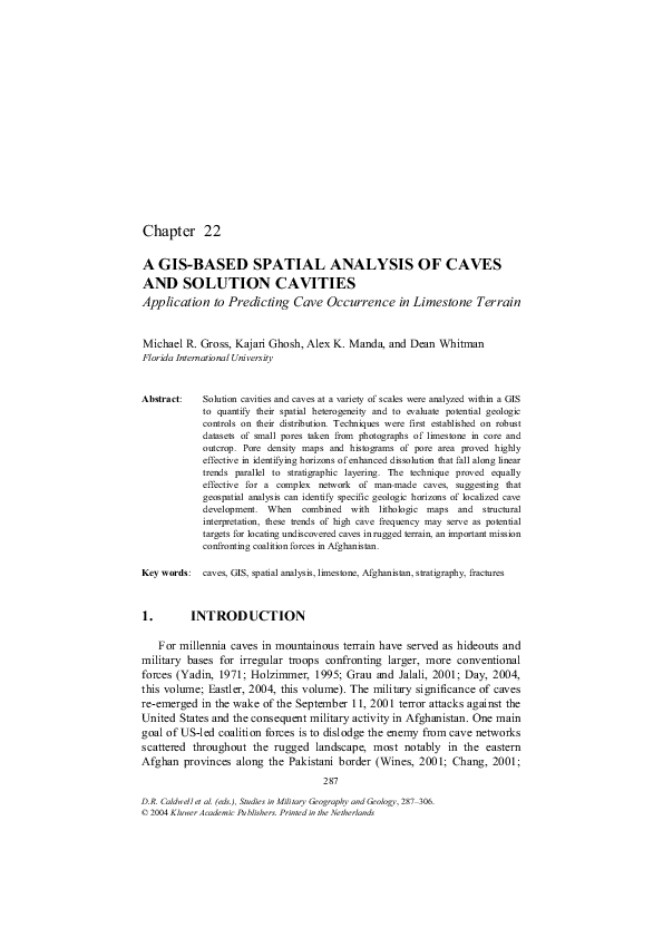 (PDF) A Gis-Based Spatial Analysis of Caves and Solution Cavities