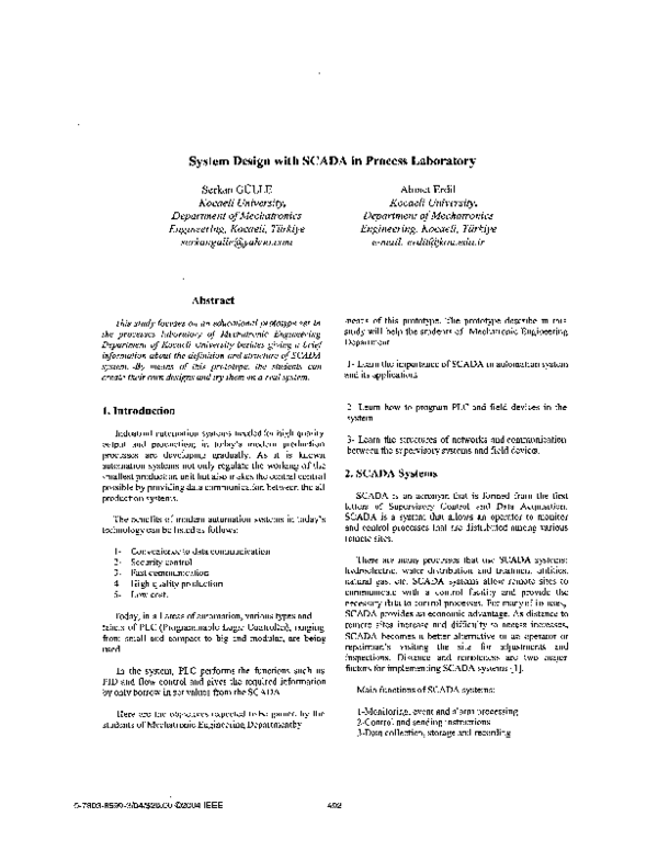 (PDF) System design with SCADA in process laboratory