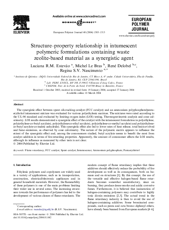 (PDF) Structure–property relationship in intumescent polymeric ...