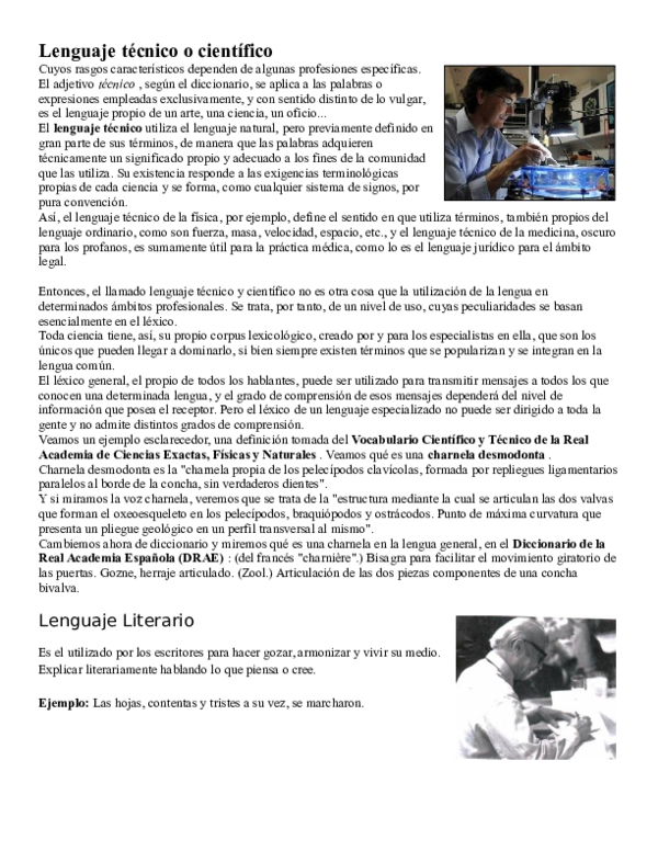 (DOC) Lenguaje técnico o científico