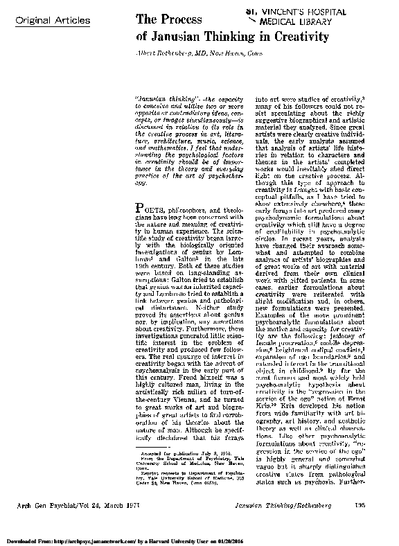 (PDF) The Process of Janusian Thinking in Creativity