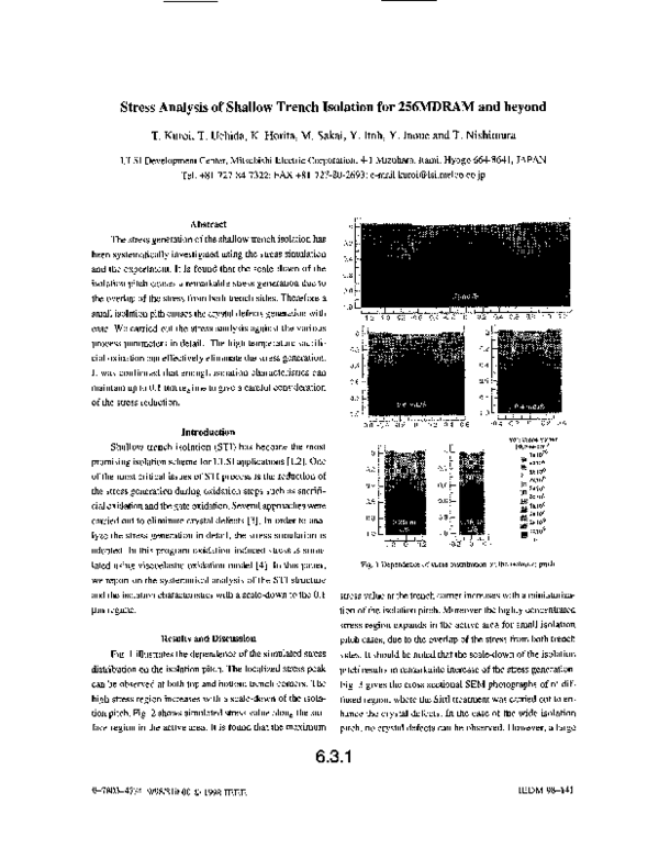 (PDF) Stress analysis of shallow trench isolation for 256 M DRAM and beyond