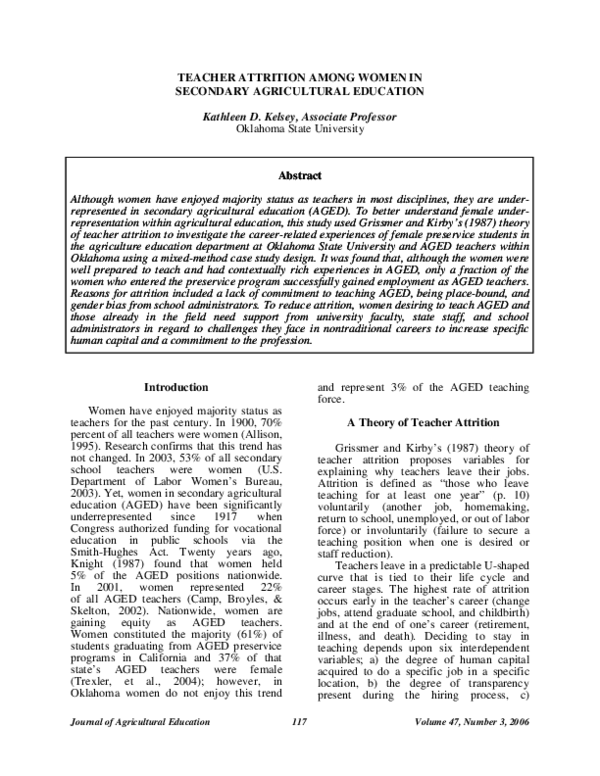 (PDF) Teacher Attrition Among Women in Secondary Agricultural Education