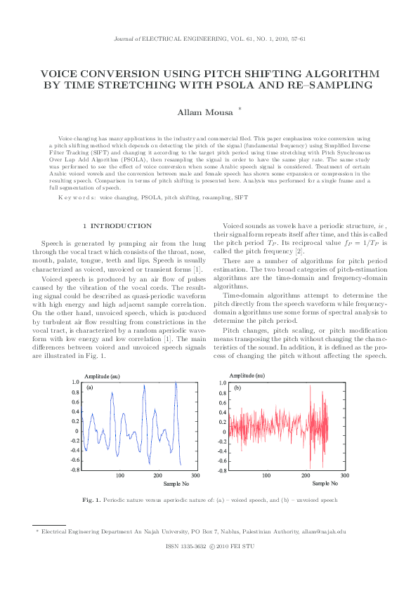 (PDF) Voice Conversion Using Pitch Shifting Algorithm by Time ...