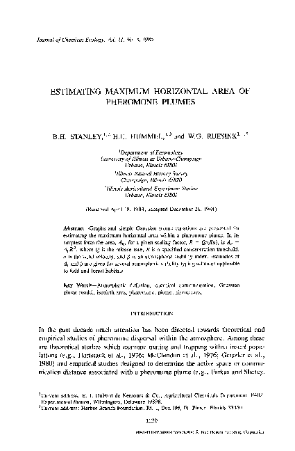 (PDF) Estimating maximum horizontal area of pheromone plumes | W ...