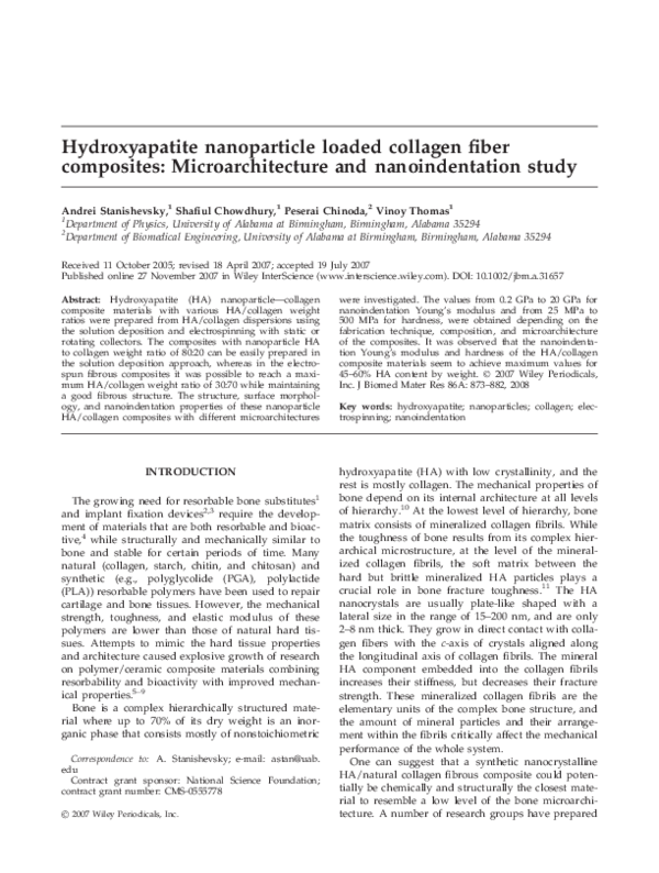 (PDF) Hydroxyapatite nanoparticle loaded collagen fiber composites ...