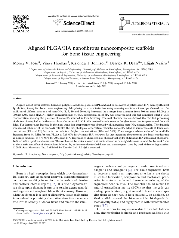 (PDF) Aligned PLGA/HA nanofibrous nanocomposite scaffolds for bone ...