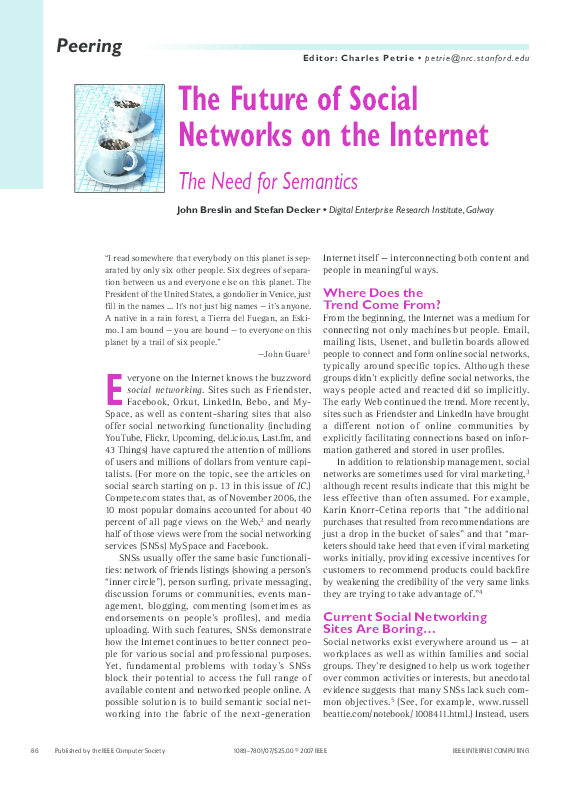 (PDF) The Future of Social Networks on the Internet: The Need for Semantics