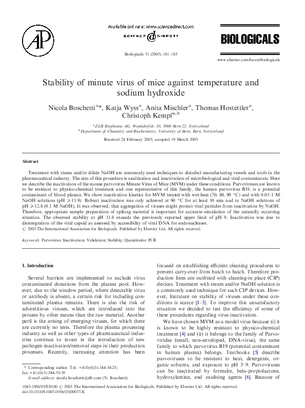 (PDF) Stability of minute virus of mice against temperature and sodium ...