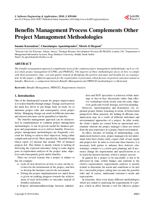 (PDF) Benefits Management Process