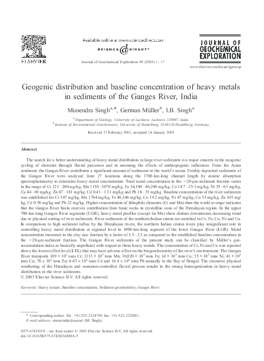 (PDF) Geogenic distribution and baseline concentration of heavy metals in sediments of the ...
