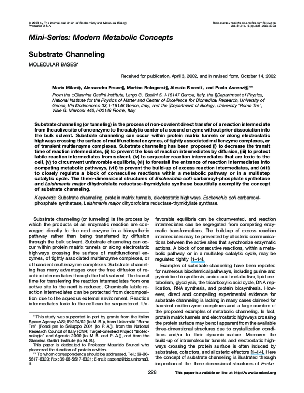 (PDF) Substrate channeling: Molecular bases