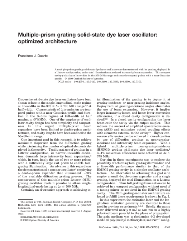 (PDF) Multiple-Prism Grating Solid-State Dye Laser Oscillator: Optimized Architecture