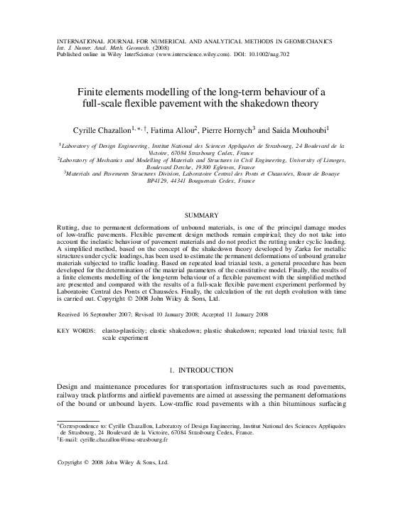 (PDF) Finite elements modelling of the long-term behaviour of a full ...