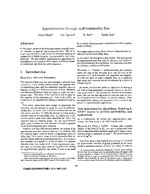 (PDF) Approximation through multicommodity flow