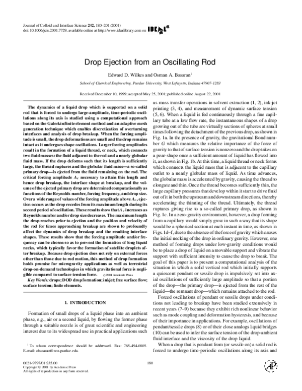 (PDF) Drop Ejection from an Oscillating Rod